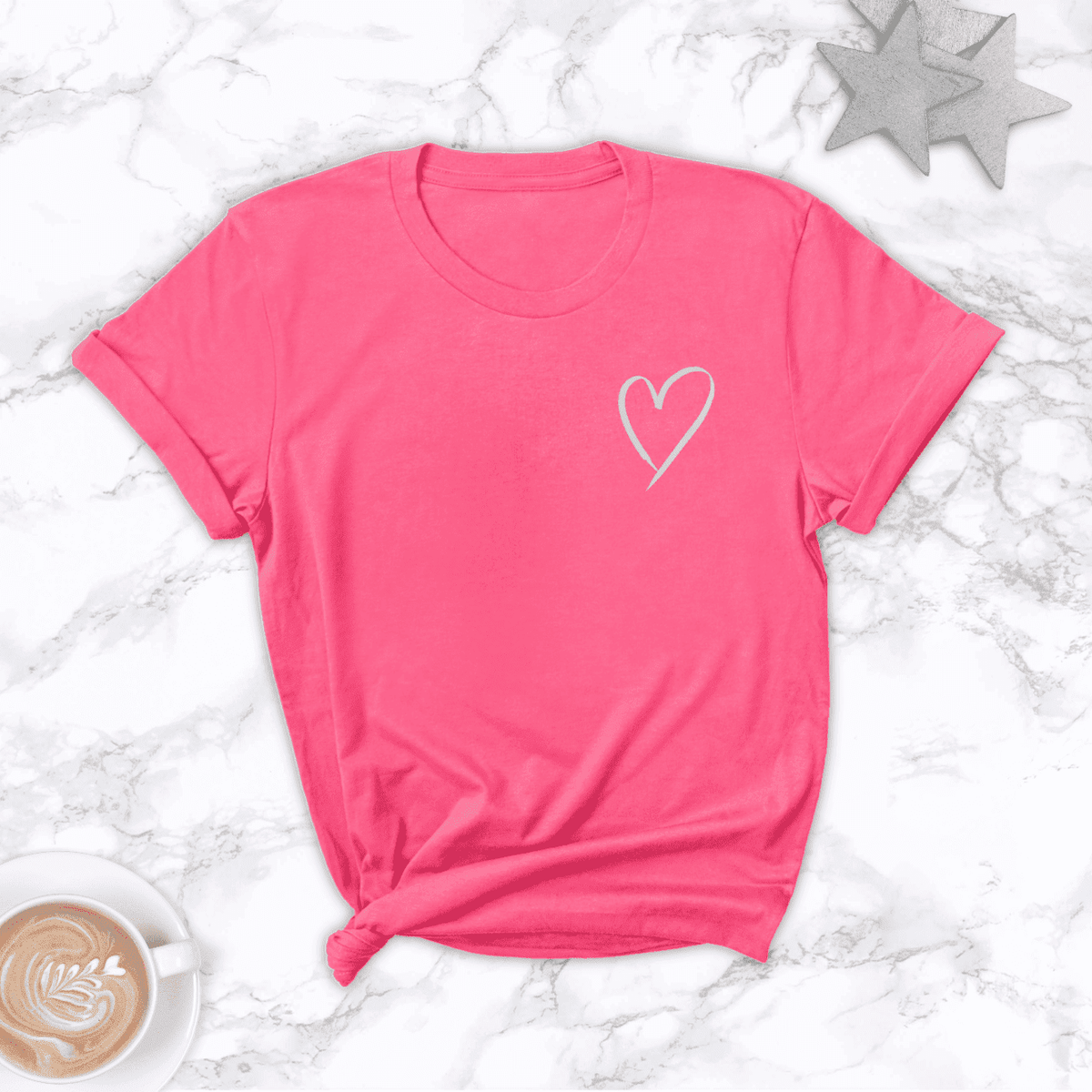 Raspberry Pink Ladies T Shirt with Silver Heart – Betty Bramble